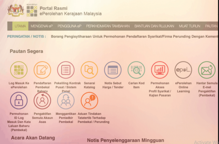 ePerolehan 2021: Login dan Daftar Online