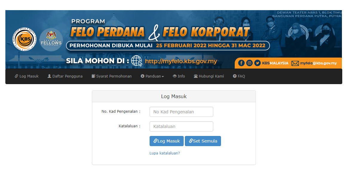 Permohonan Program Felo Perdana & Felo Korporat 2022