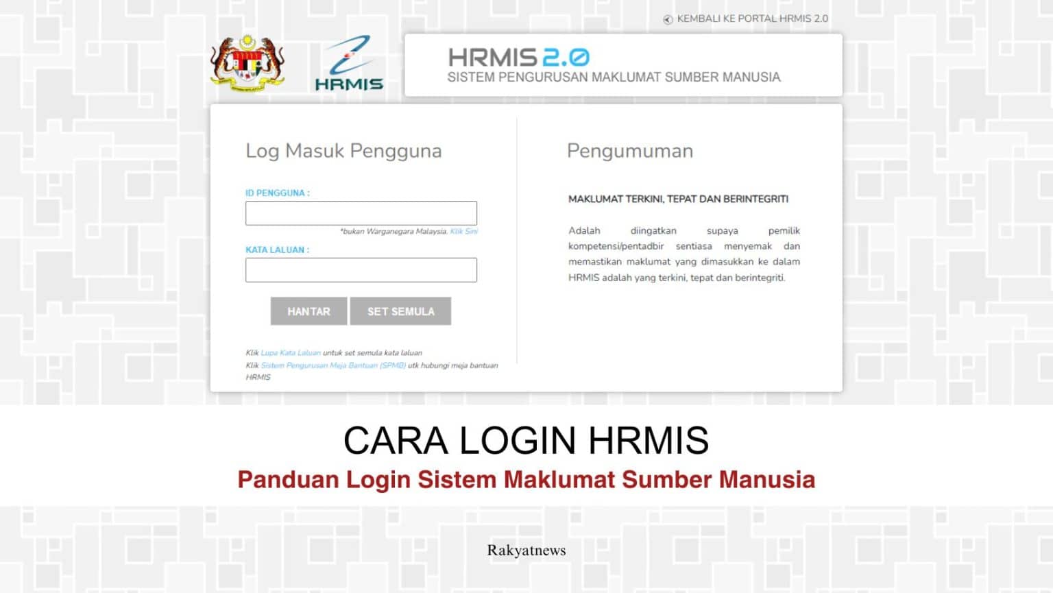 Cara Login HRMIS - Info rakyat